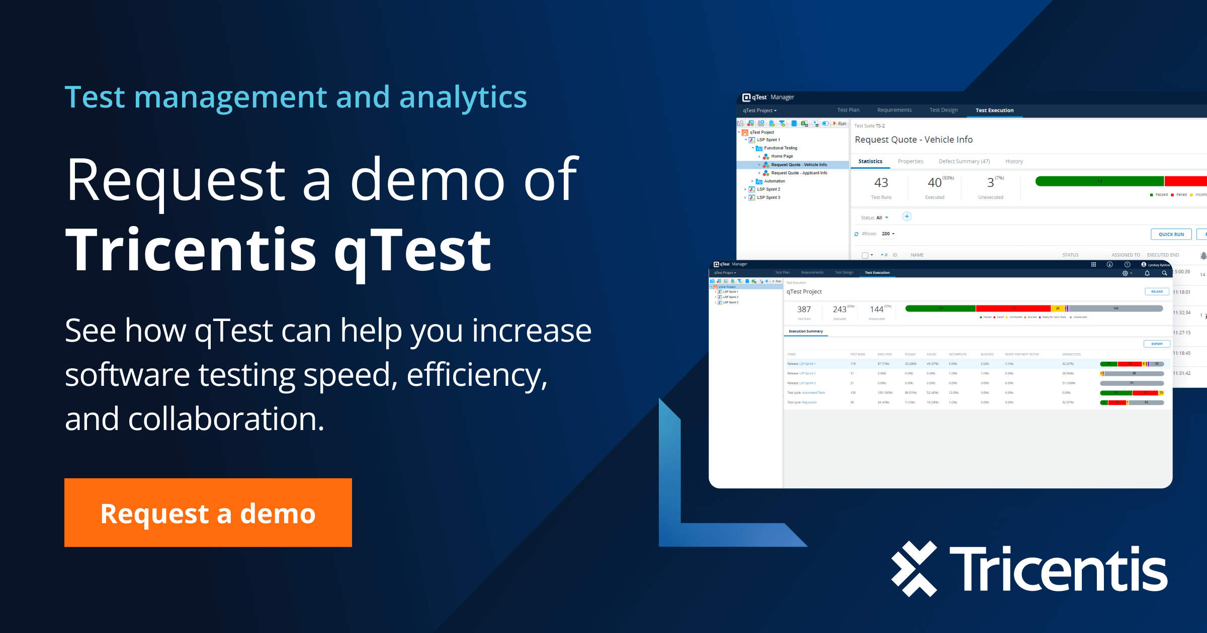 Request a demo of Tricentis qTest