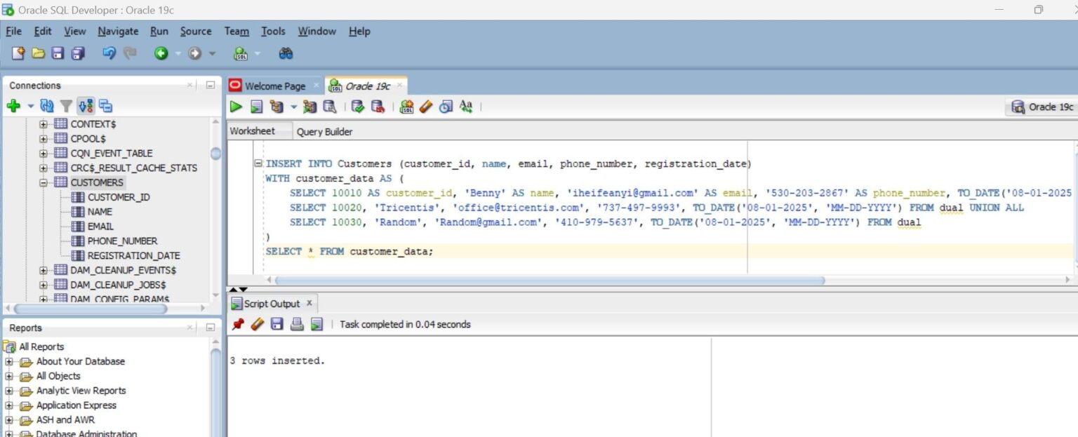 How to Insert Data in Oracle SQL - Tricentis